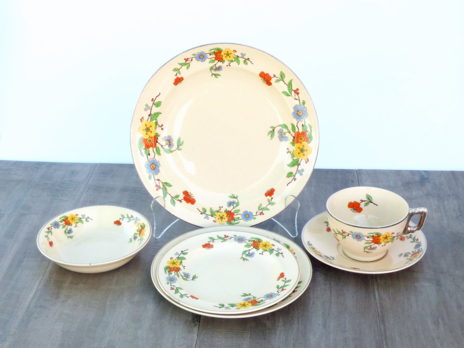 Vintage Leigh Ware Springtime Art Deco Dinnerware for 612: - Etsy