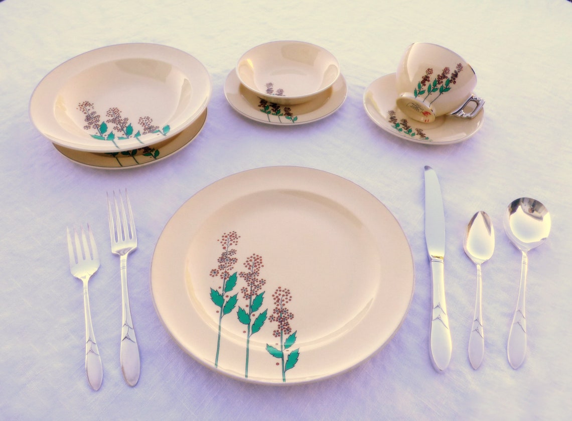 Set of 6 Leigh Ware Wildflower Moderne 2-handled Cups W/ - Etsy