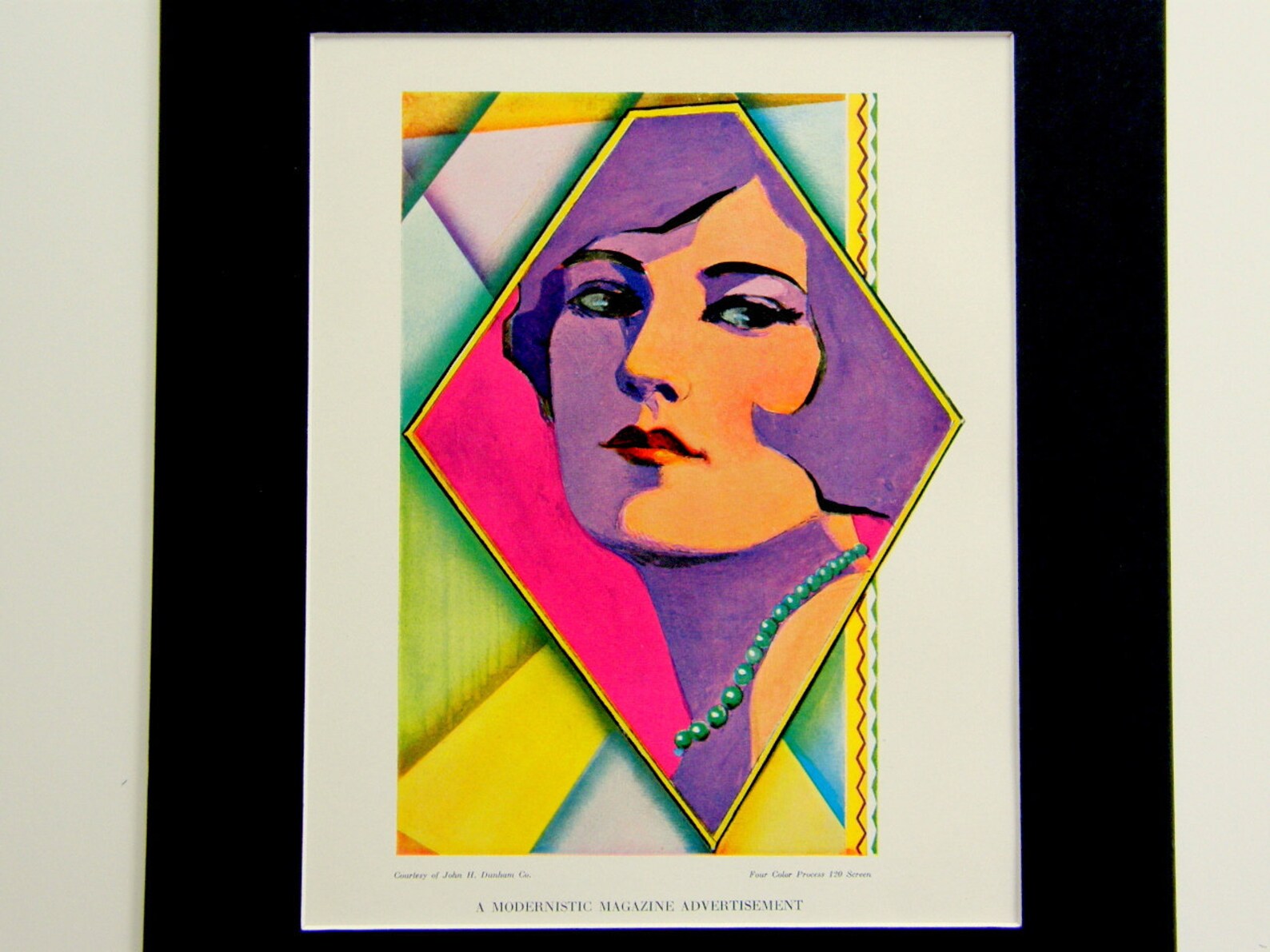 Modernistic Flapper, Vintage Ad: 1920s Art Deco Color Engraving ...