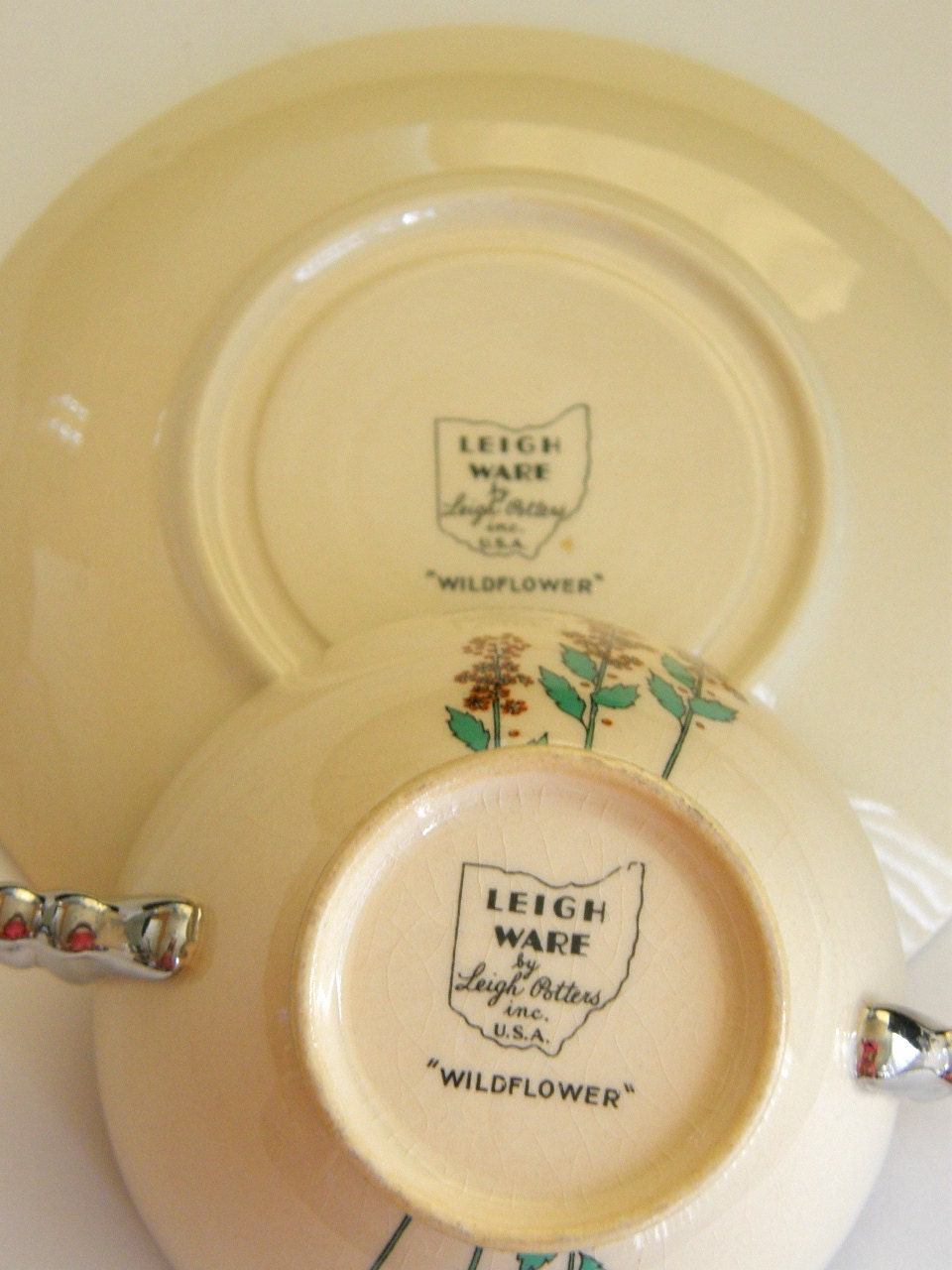 Set of 6 Leigh Ware Wildflower Moderne 2-handled Cups W/ - Etsy