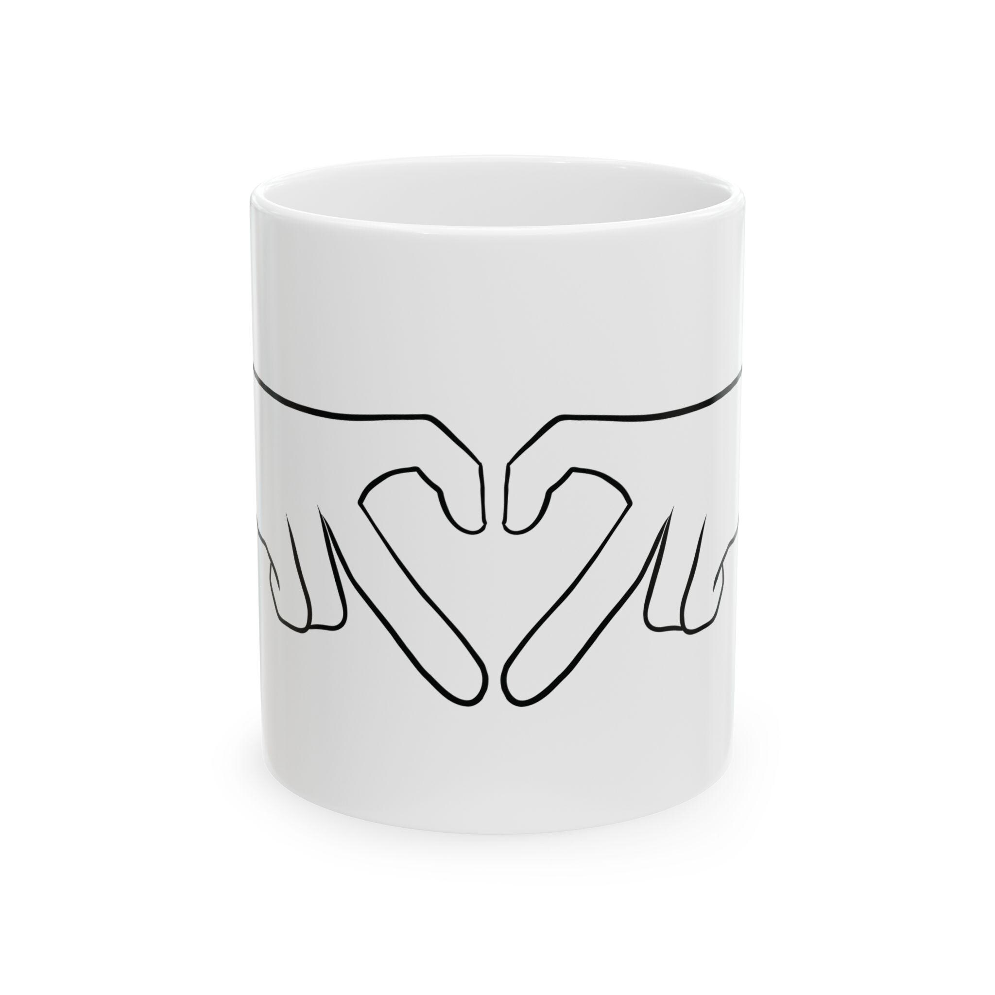 Gen Z Heart Hands Coffee Mug | Minimalist Tea Cup |gift for Valentine's ...