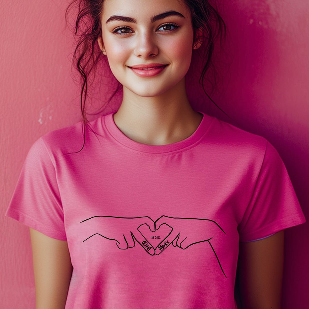 Personalized Gen Z Heart Hands Shirt | Minimalist Casual Chic Tee ...