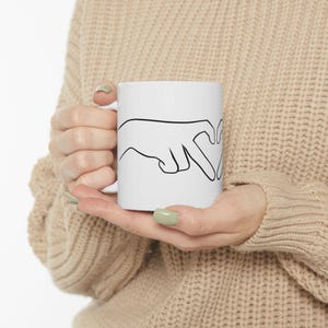 Gen Z Heart Hands Coffee Mug | Minimalist Tea Cup |gift for Valentine's ...
