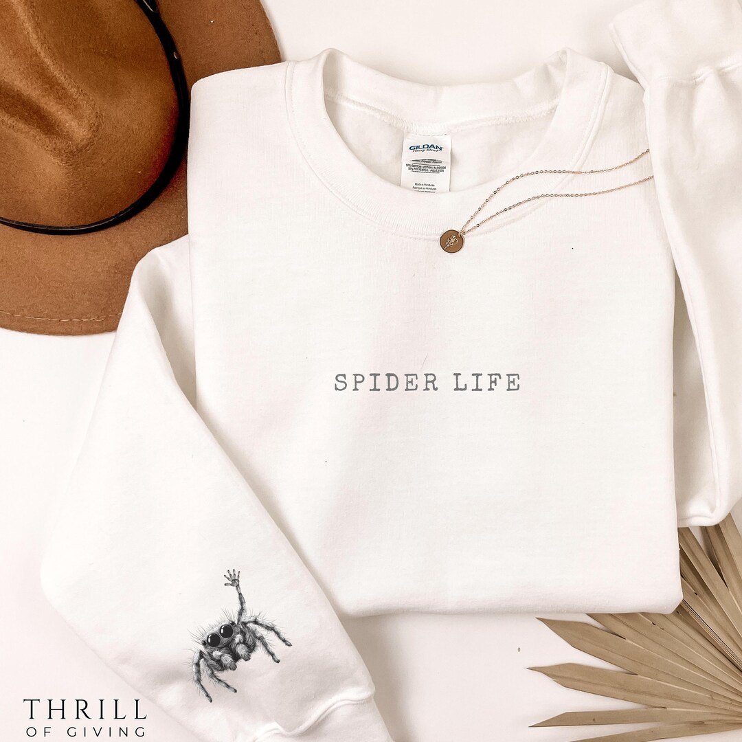 Spider Life Sweatshirt, Cute Spider Crewneck, Jumping Spider Sweatshirt ...