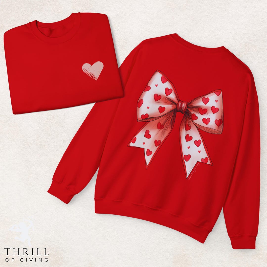 Cute Coquette Two Sided Valentine's Day Heart Bow Sweatshirt,retro ...