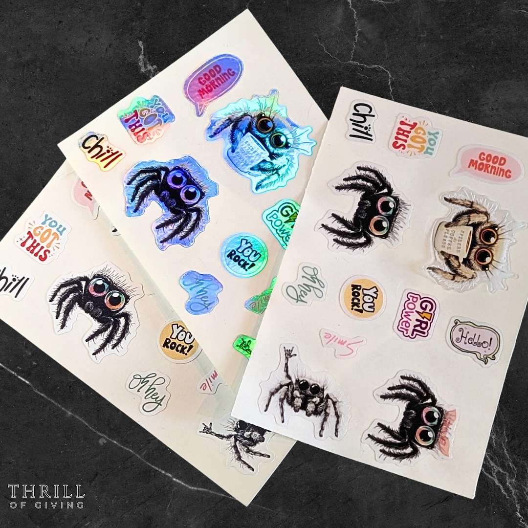 Jumping Spider Stickers: Waterproof Vinyl Decals (4x6" Sheet) - Etsy