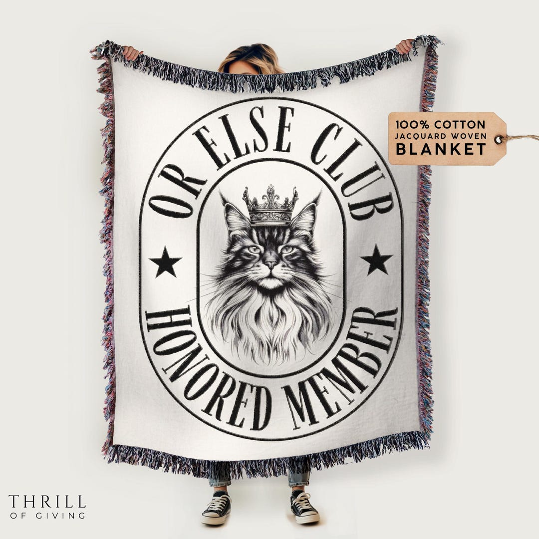 Funny Cat Blanket Maine Coon Blanket, House Warming Gift, 100% Cotton ...