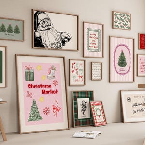 Trendy Christmas Gallery Wall Art, Preppy Holiday Prints, Coquette Xmas ...