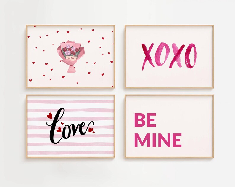 Retro Valentine's Day Wall Art Printables: Trendy Decor Set (digital ...