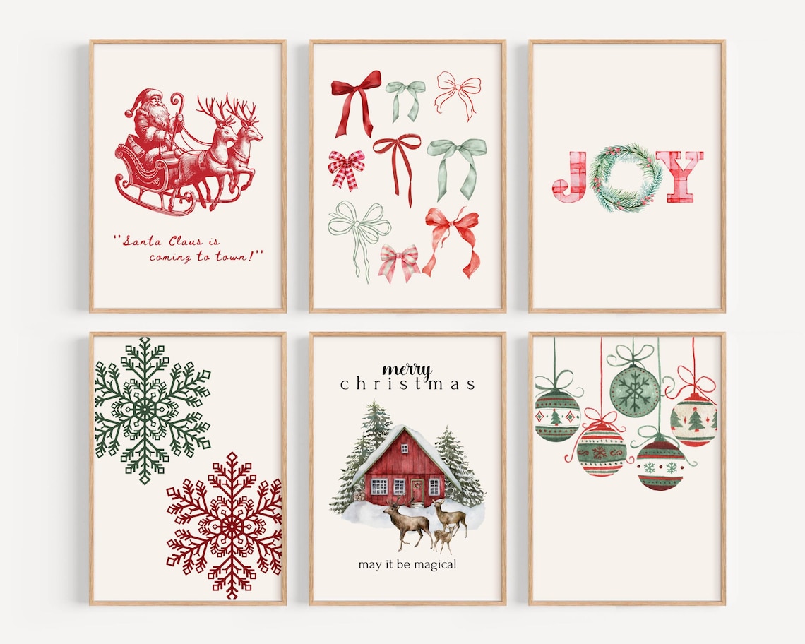 Christmas Gallery Wall Art Prints, Holiday Home Decor (digital Download ...
