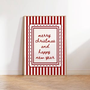 Red Merry Christmas Printable Wall Art: Minimalist Holiday Decor (PDF ...