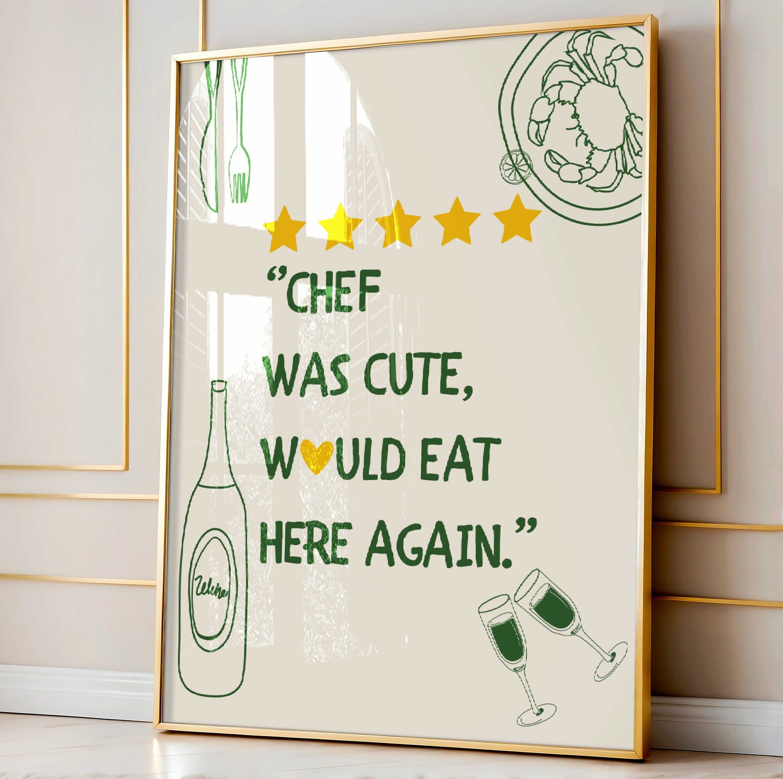 Aesthetic Kitchen Decor Cute Cooking Art,kitchen Wall Art,minimalist ...