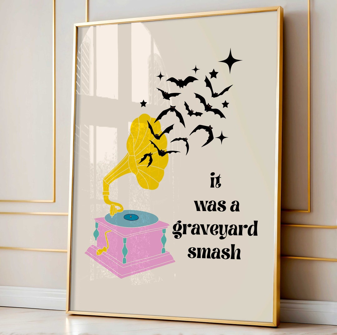 Trendy Halloween Wall Art,spooky Record Player Print,retro Halloween ...