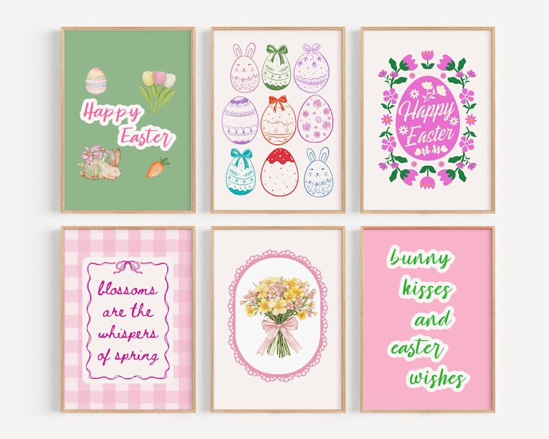 Easter Bunny Floral Gallery Wall Art Set (digital Download) - Etsy