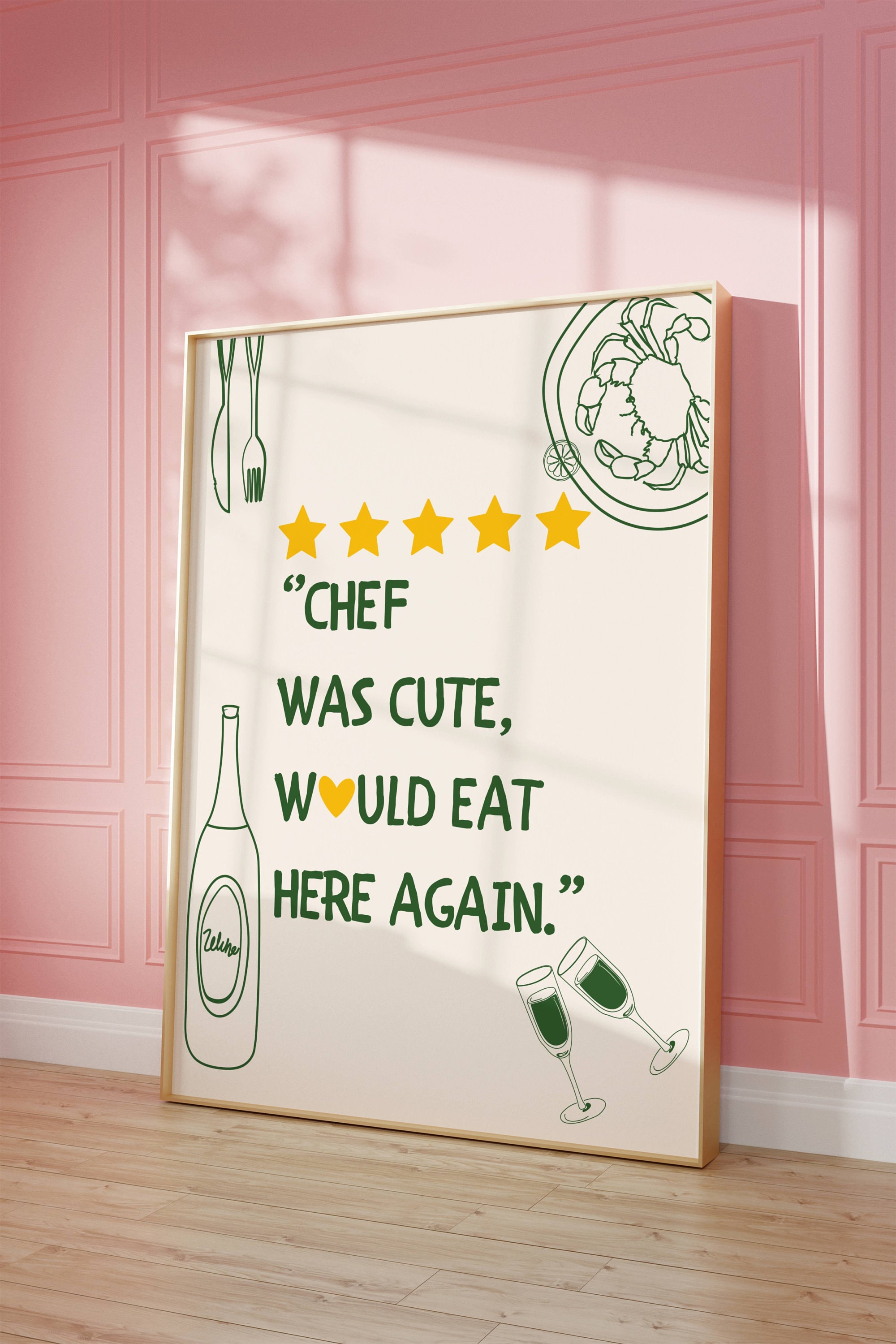 Aesthetic Kitchen Decor Cute Cooking Art,kitchen Wall Art,minimalist ...