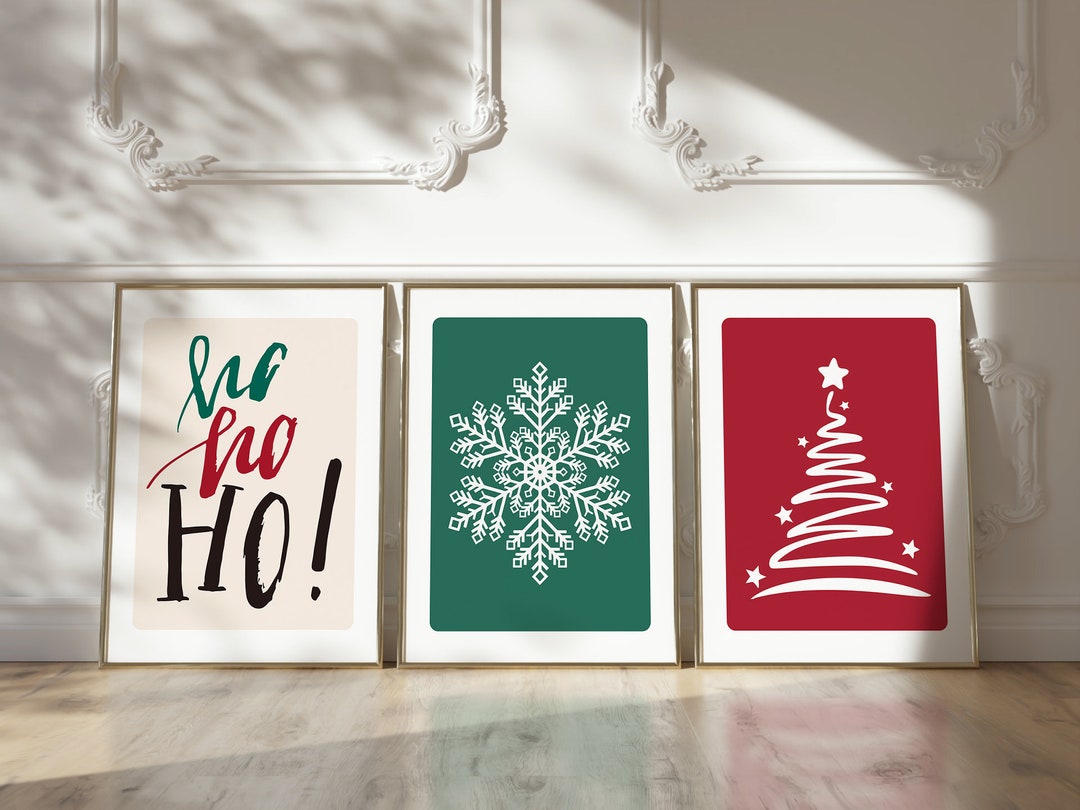 Gallery Set of 3 Christmas Wall Art, Christmas Decorations, Christmas ...