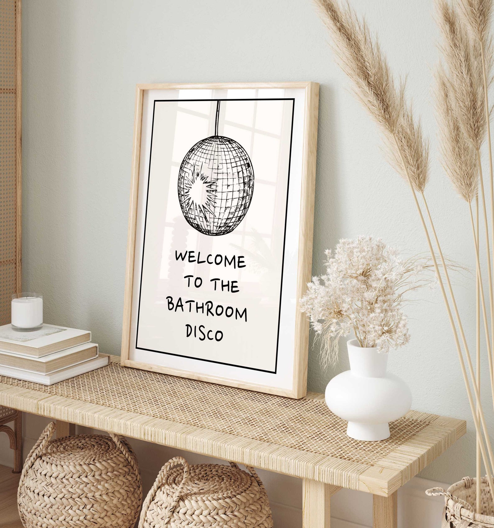 Trendy Bathroom Disco Print Aesthetic Shower Wall Art Minimalist ...