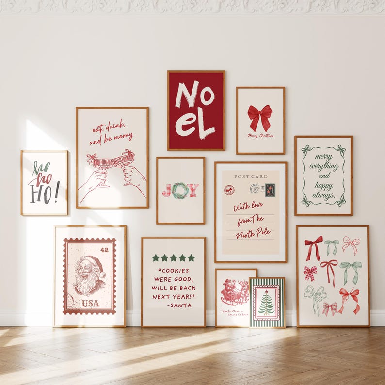 Christmas Gallery Wall Art Prints, Holiday Home Decor (digital Download ...