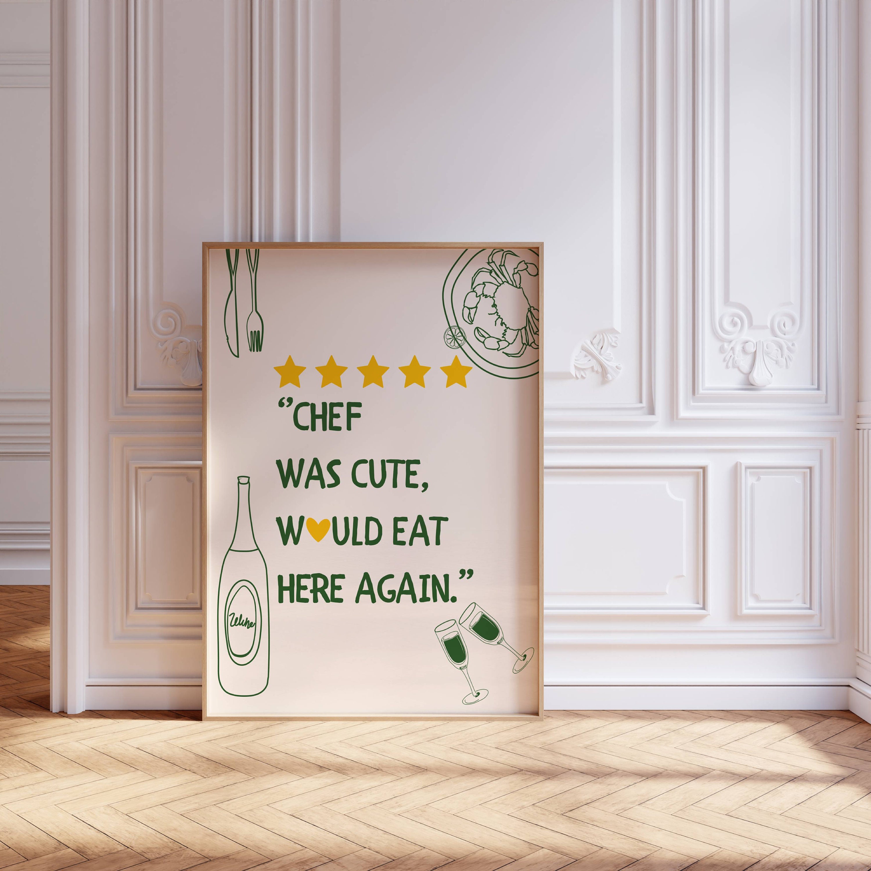 Aesthetic Kitchen Decor Cute Cooking Art,kitchen Wall Art,minimalist ...