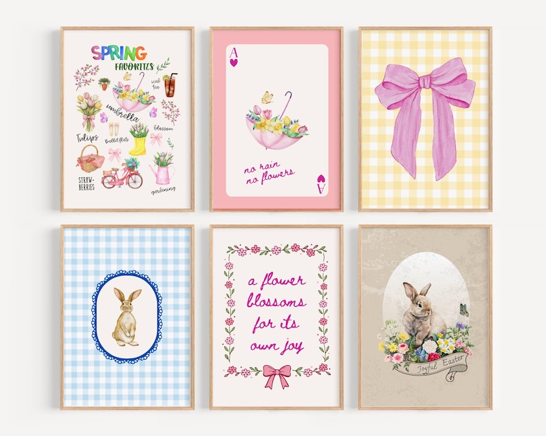 Easter Bunny Floral Gallery Wall Art Set (digital Download) - Etsy