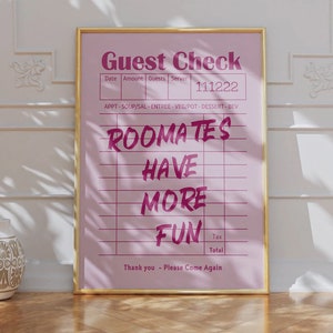 Trendy Blue Guest Check Funny Roomates Print,funny Quote for College ...