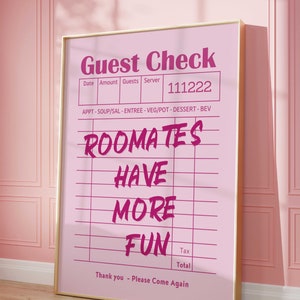 Trendy Blue Guest Check Funny Roomates Print,funny Quote for College ...