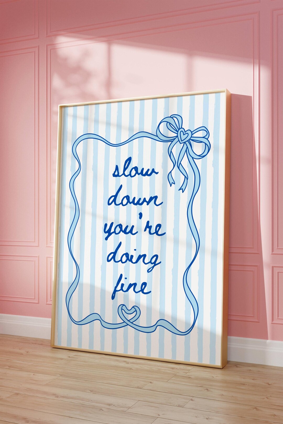 Navy Blue Affirmation Print | Slow Down Quote, Retro Decor (digital ...