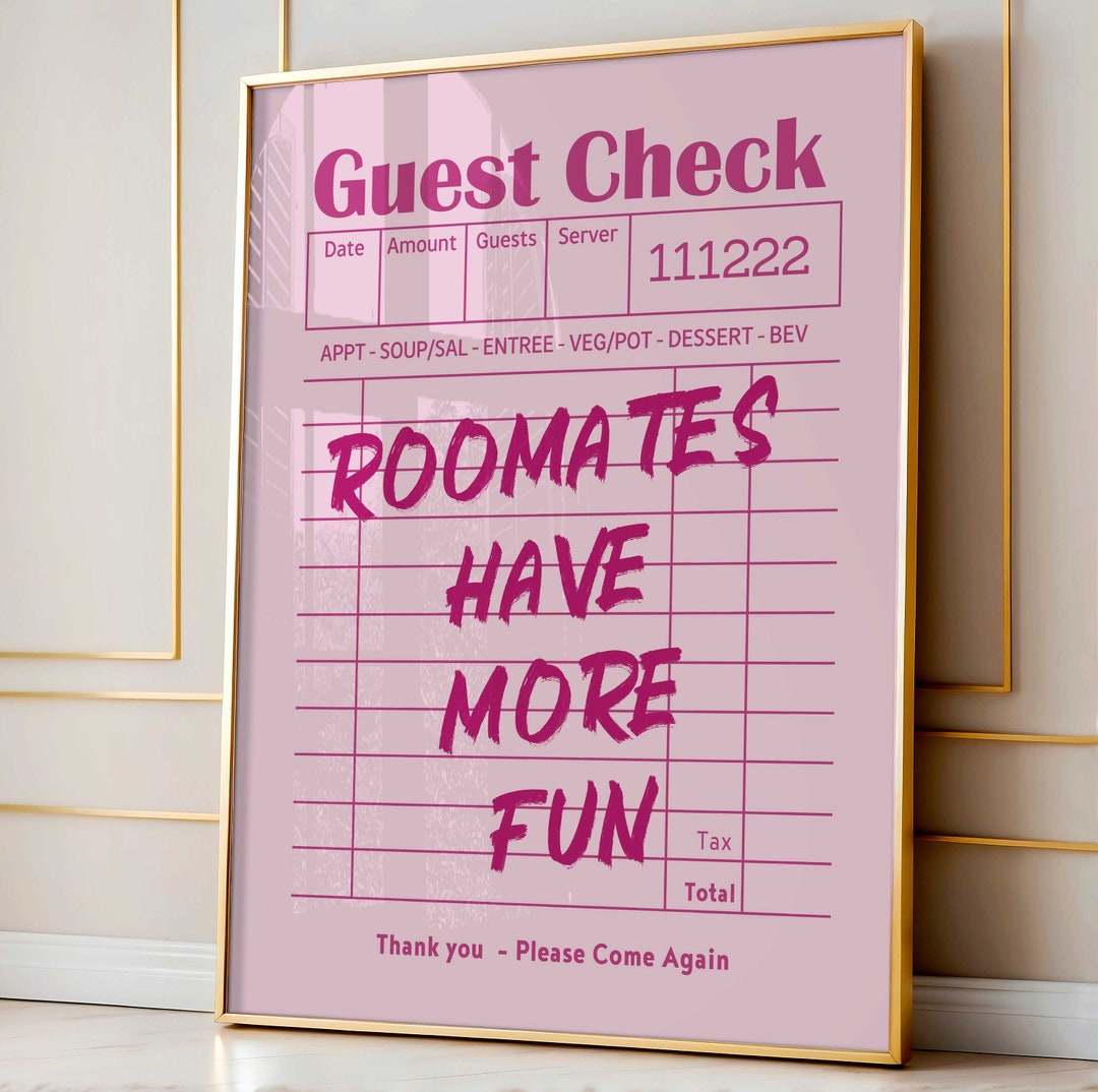 Trendy Blue Guest Check Funny Roomates Print,funny Quote for College ...
