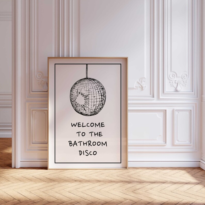 Trendy Bathroom Disco Print Aesthetic Shower Wall Art Minimalist ...