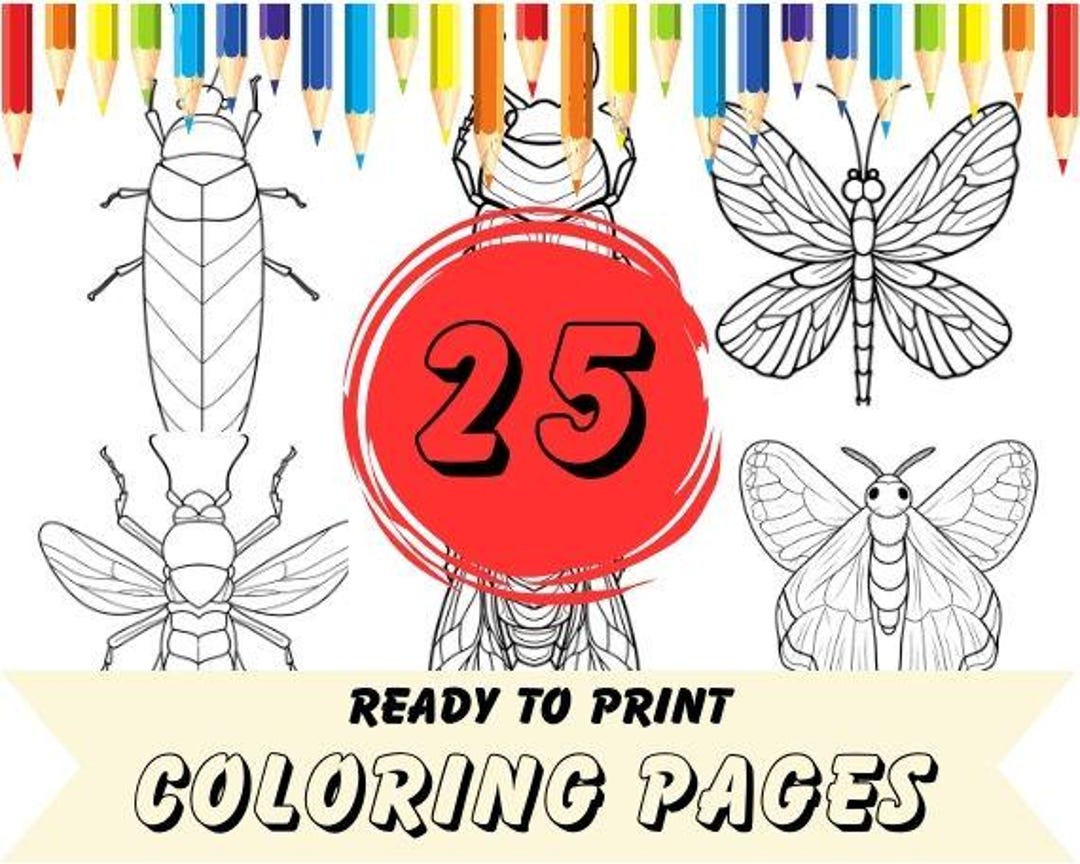 25 Insects Bugs Themed Coloring Pages for Kids Teens Adults | Mandala ...