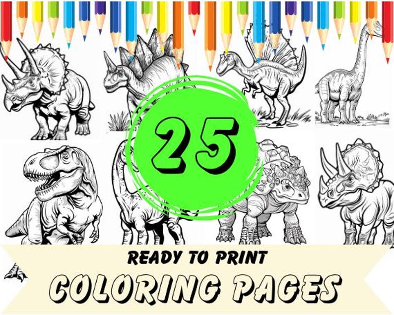 25 Dinosaurs Themed Coloring Pages for Kids Teens Adults | Mandala ...