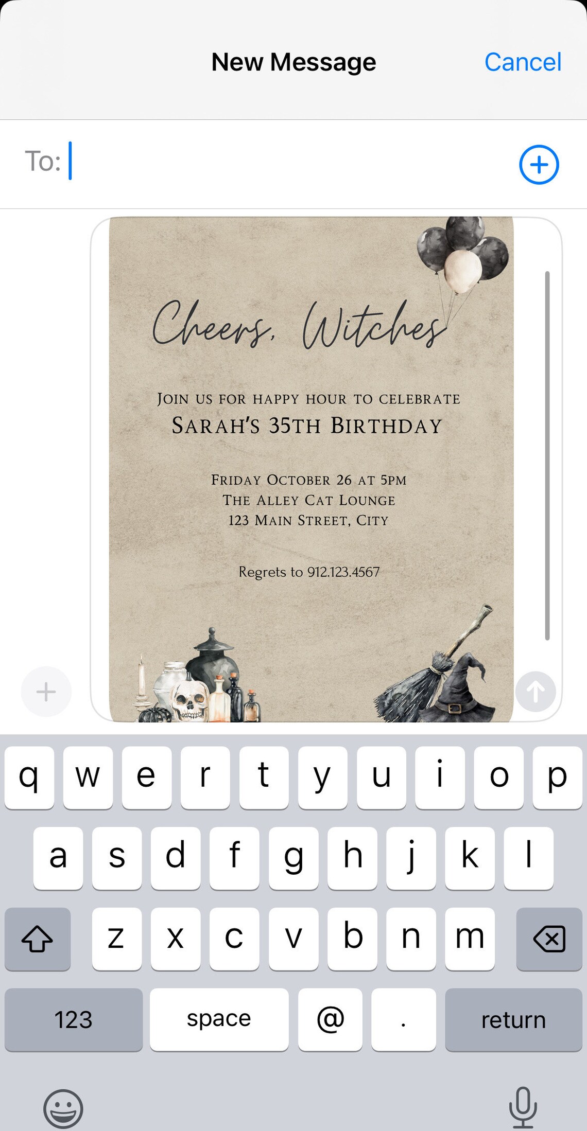 Cheers Witches Happy Hour Party Invite, Halloween Themed, Balloons ...
