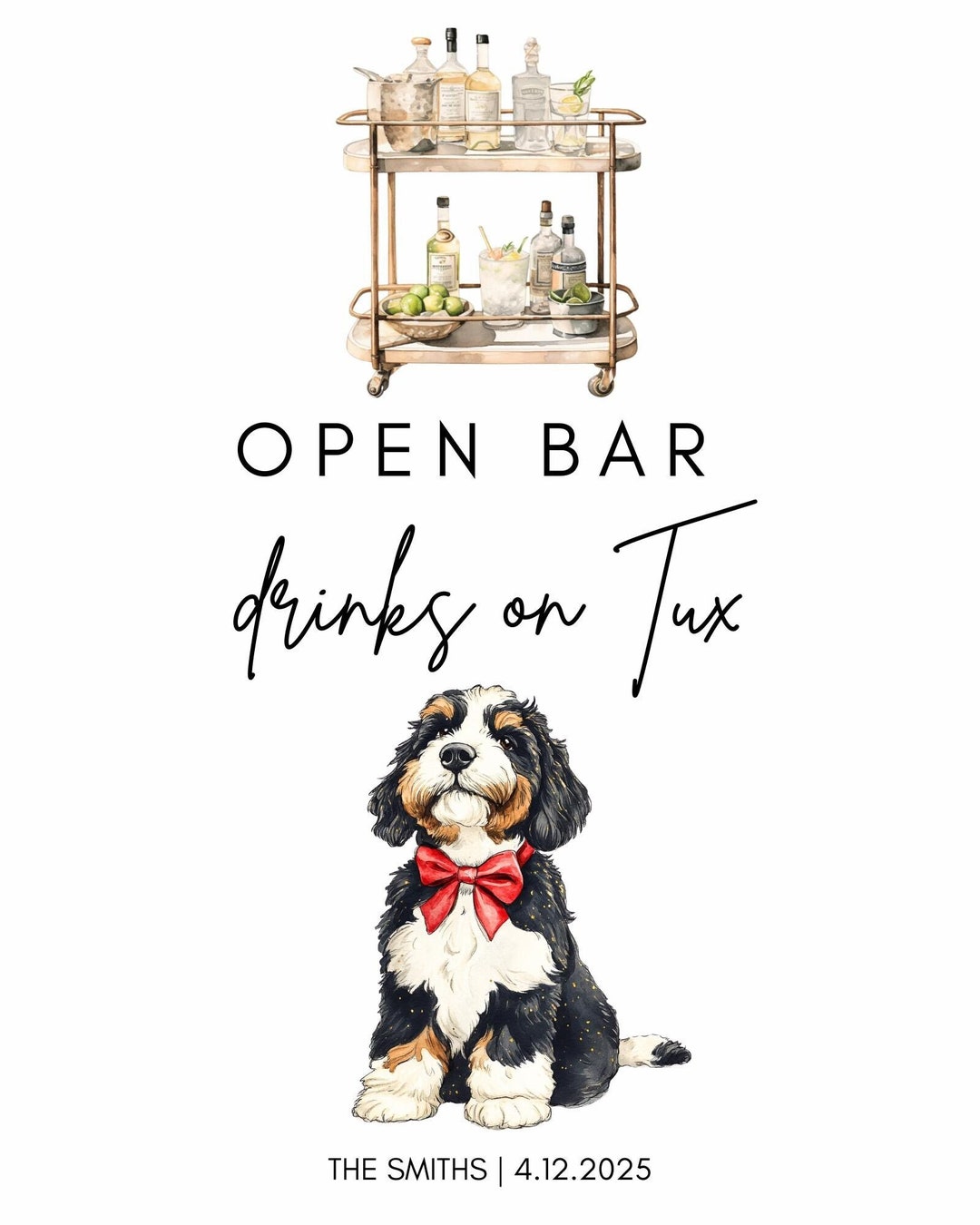Open Bar Dog Sign for Display, Wedding, Engagement, Party Sign ...