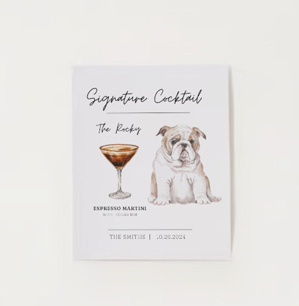 Signature Drink Sign, Bulldog, Espresso Martini, Personalized Cocktail ...