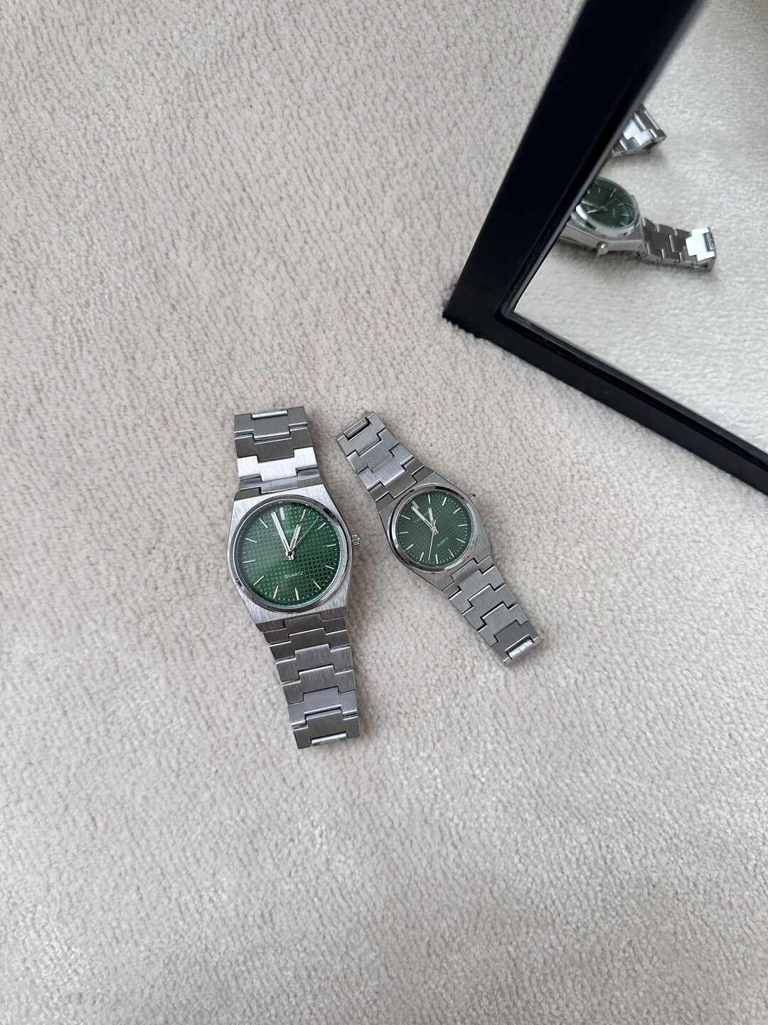 Couple Watches, Silver Case, Green Dial, His & Hers Watches, Prx ...