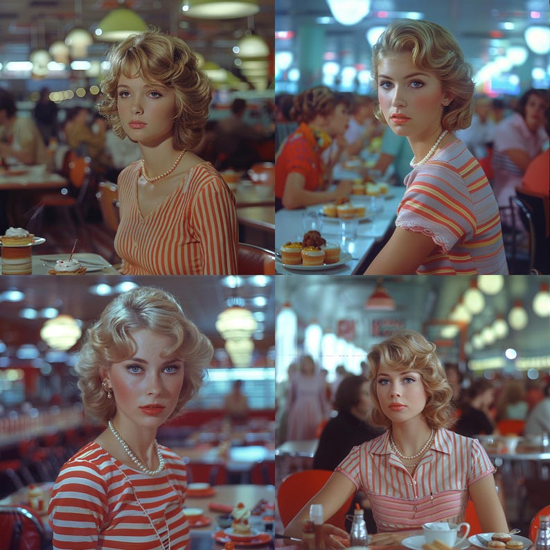 24 Retro Diner Digital Art, 1950s Style Poster, Vintage Fashion ...