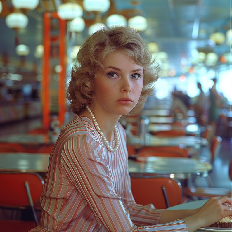 24 Retro Diner Digital Art, 1950s Style Poster, Vintage Fashion ...
