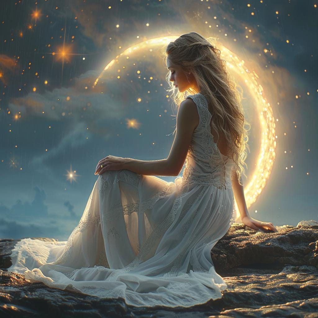 28 Ethereal Moon Goddess Digital Art Print, Mystical Fantasy Wall Decor ...