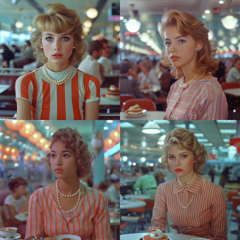 24 Retro Diner Digital Art, 1950s Style Poster, Vintage Fashion ...