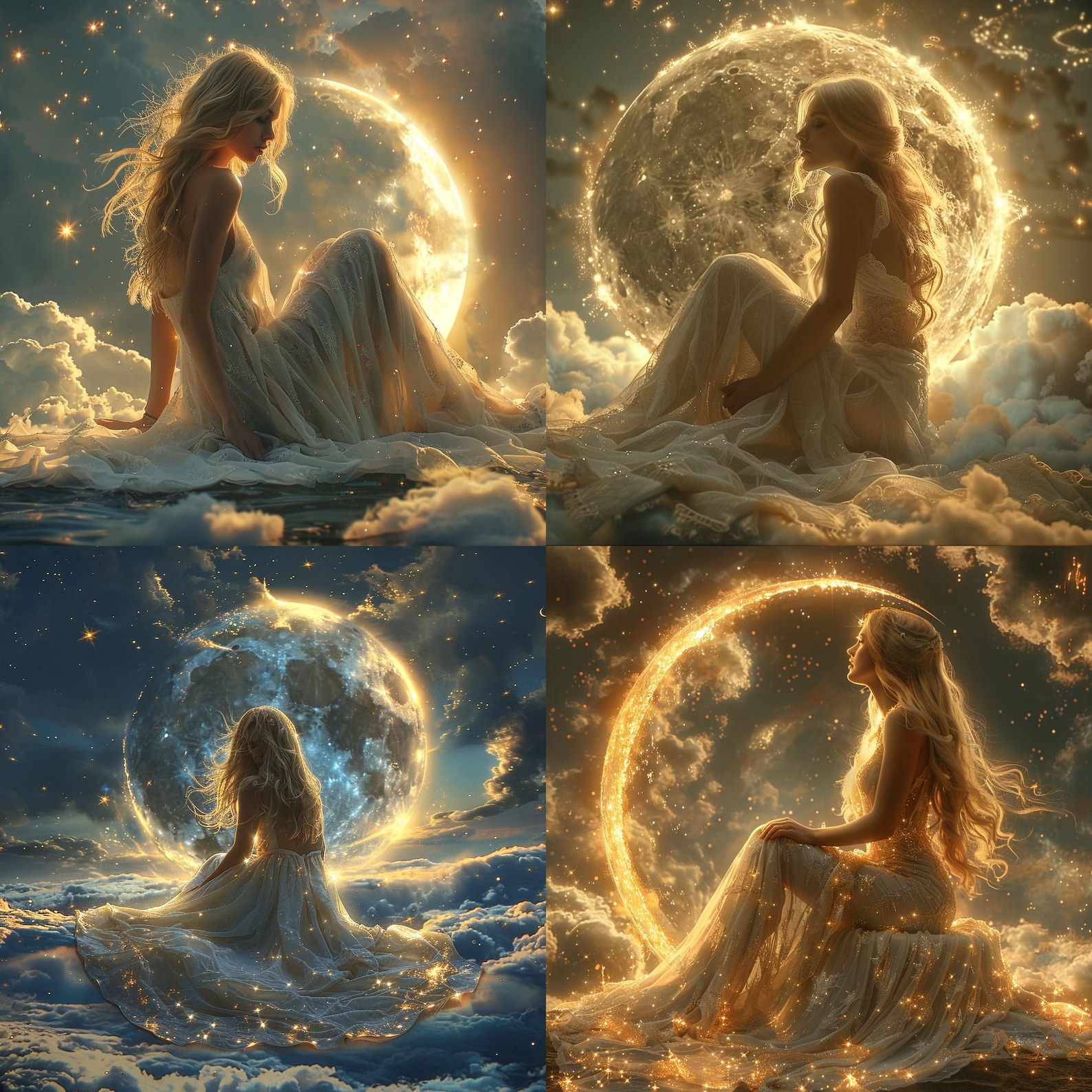 28 Ethereal Moon Goddess Digital Art Print, Mystical Fantasy Wall Decor ...