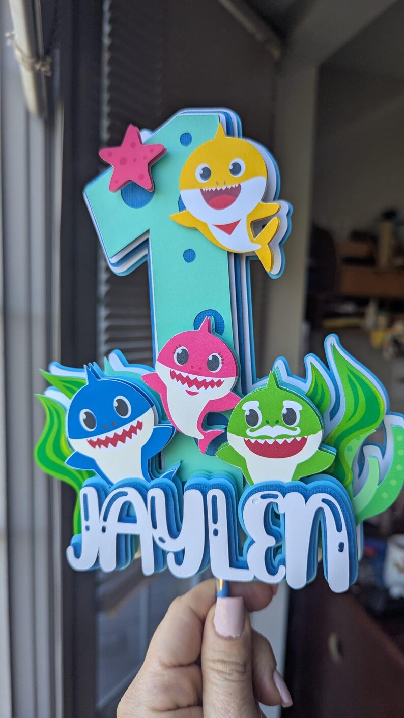 Shark Cake Toppe - Baby Cake Topper - First Birthday - Etsy