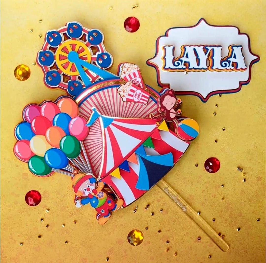 Circus Carnival Cake Topper and Front Tag - Etsy