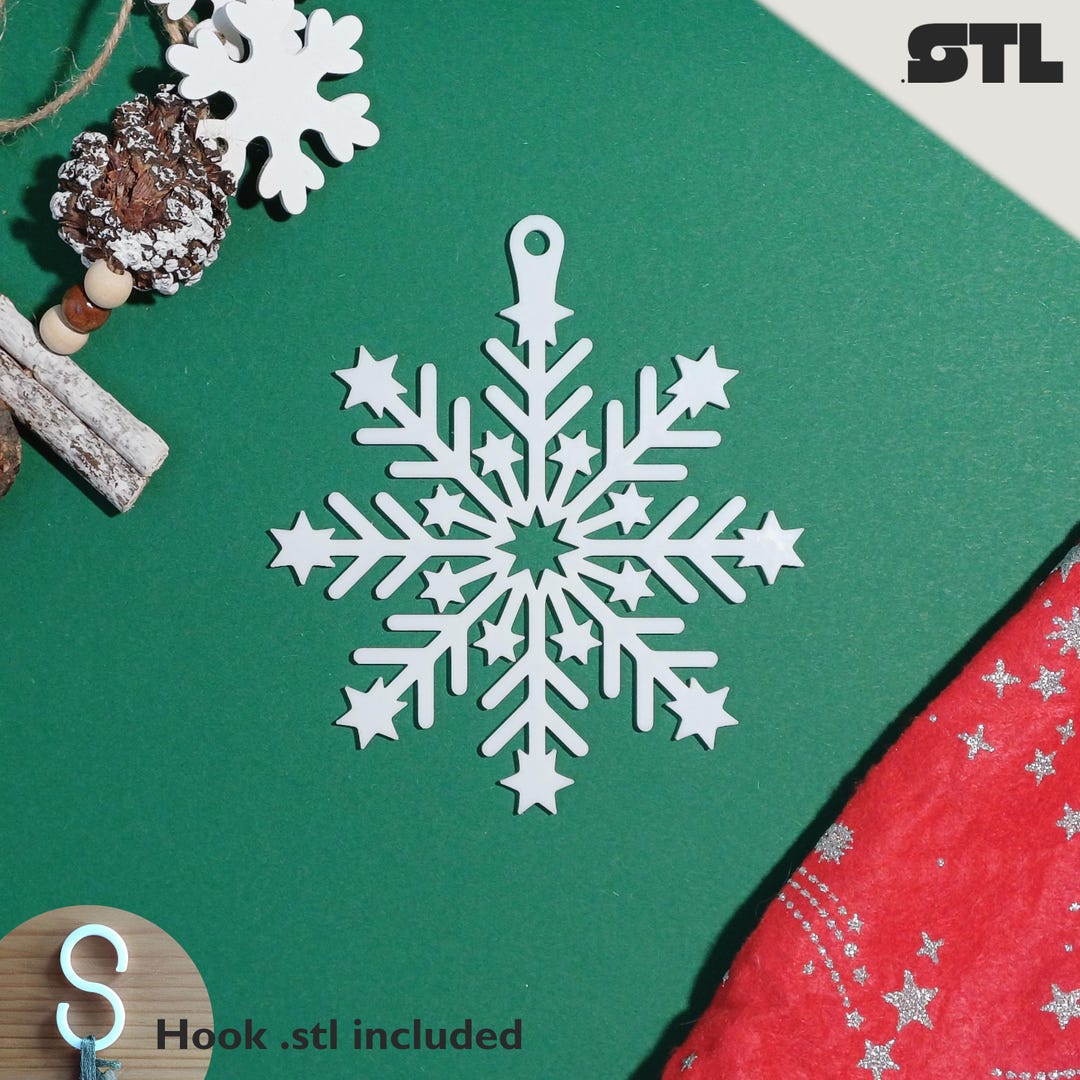 3D Printable Christmas Ornament STL, DIY Snowflake Design for Home ...