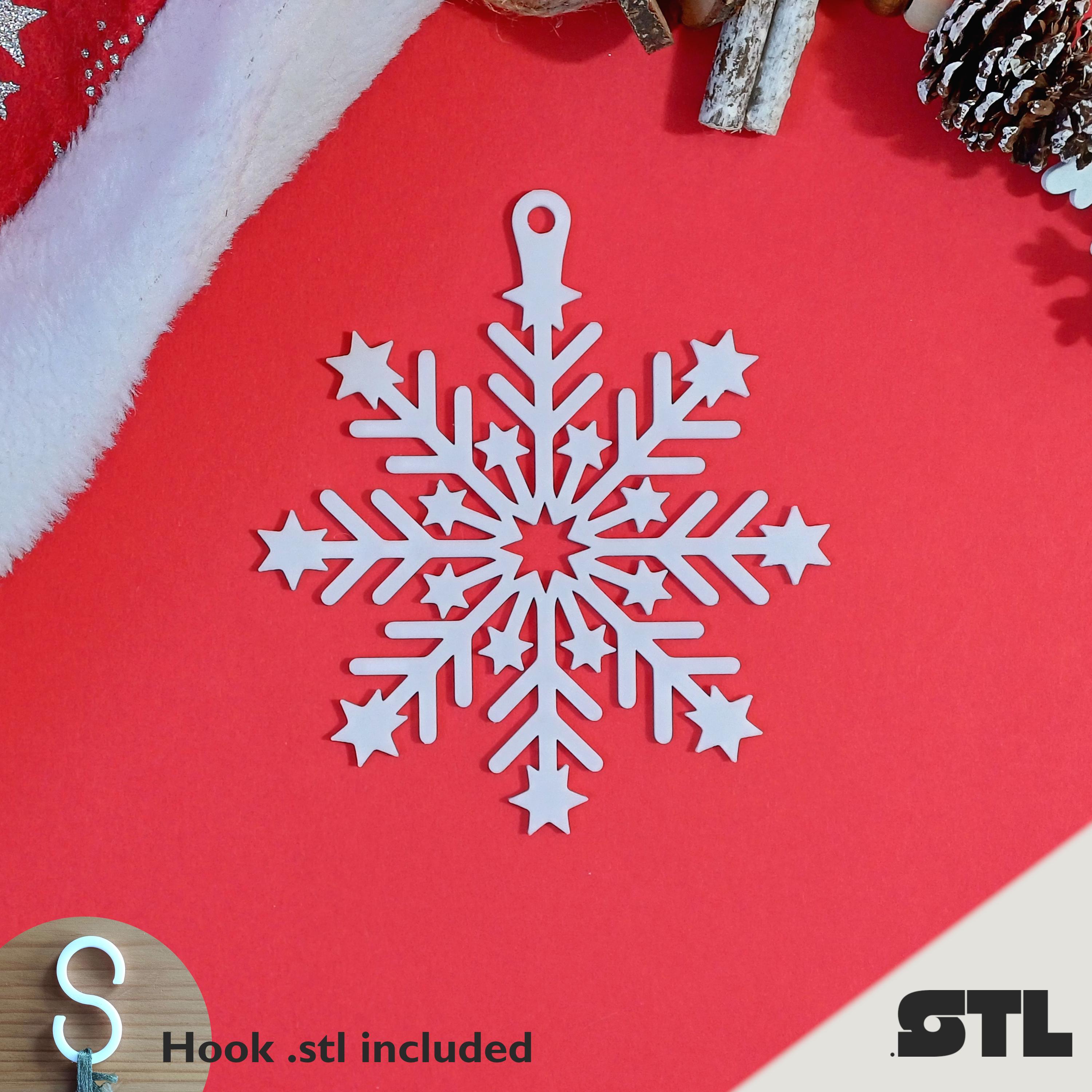 3D Printable Christmas Ornament STL, DIY Snowflake Design for Home ...