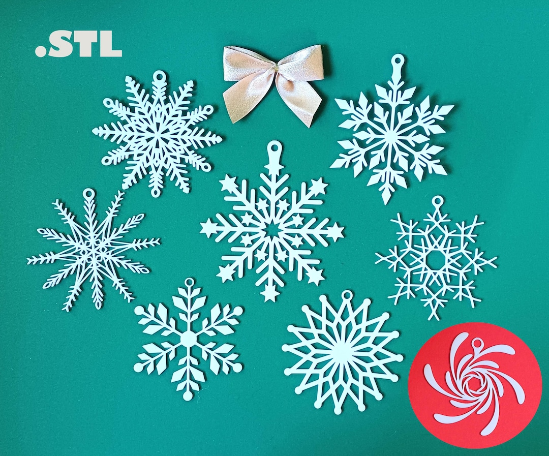 Snowflakes STL - 8 Snowflake Ornament Bundle, 3D Printer Models for ...