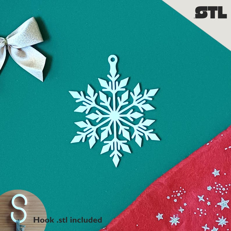 Snowflake STL - 3D Snowflake Design for 3D Printing, Christmas Ornament ...