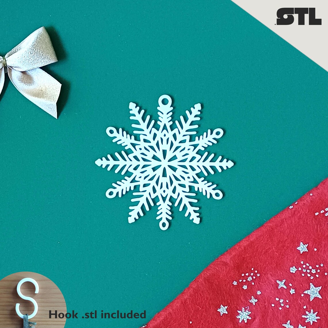 Snowflake STL File for 3D Printing, 3d Christmas Tree Ornament Download ...