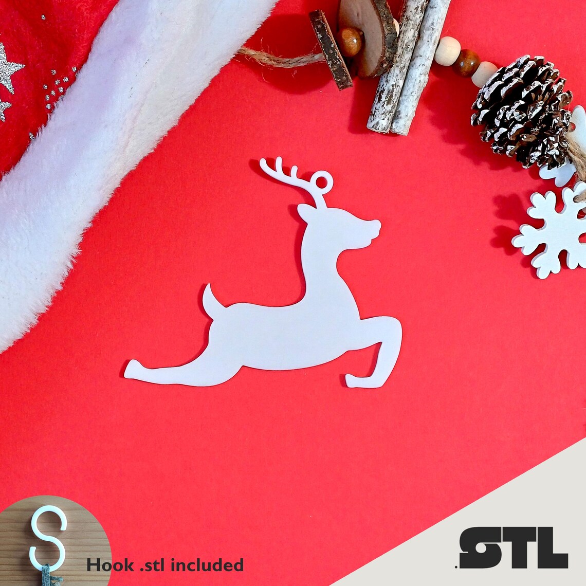 Reindeer STL Download - 3D Printable Christmas Tree Ornament & DIY ...