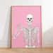 Pink Skeleton Print, Girly Halloween Decor, Pastel Goth Decor, Boho ...