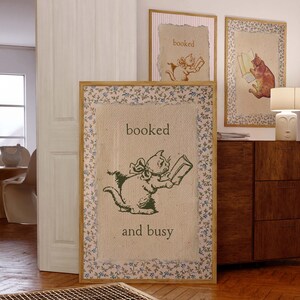 Vintage Book Art, Cute Reading Poster, Classroom Wall Art, Booked and ...